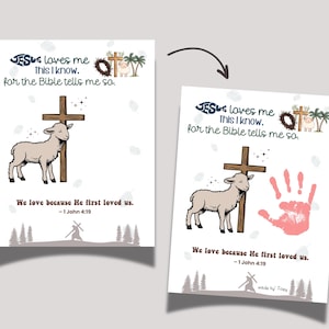 Easter Handprint Craft Printable, Personalized Gift DIY Religious ...
