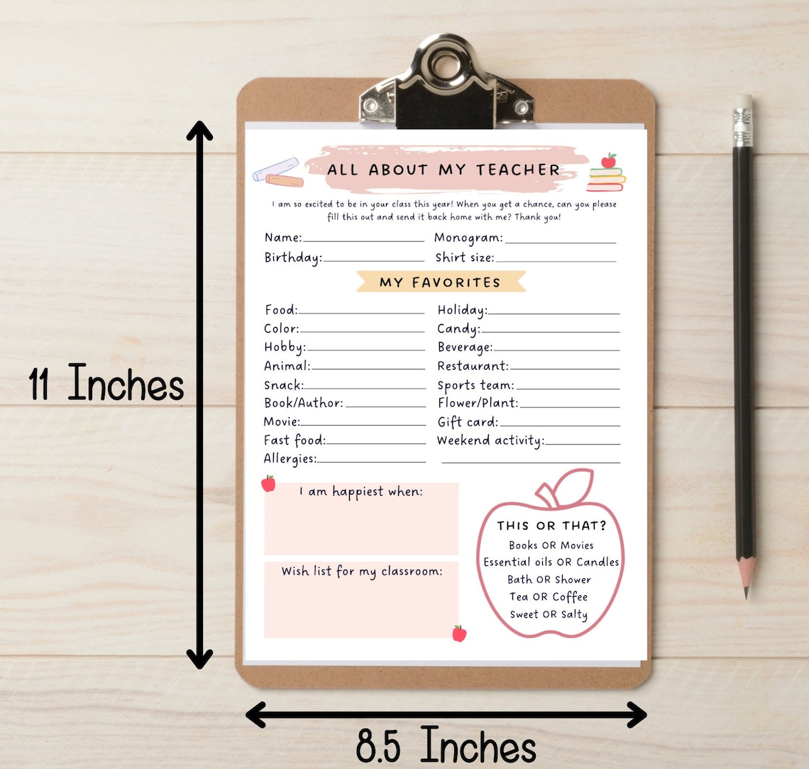 All About My Teacher Survey Back to School Teacher - Etsy