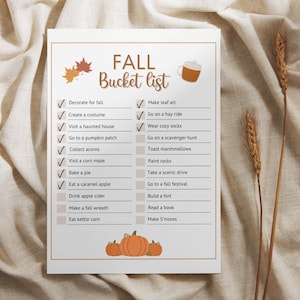 Fall Bucket List Printable, Editable Autumn Bucket List, Fun Autumn ...