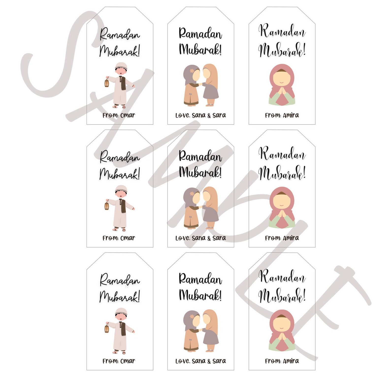 Editable Kids Ramadan Mubarak Gift Tags Printable Custom - Etsy