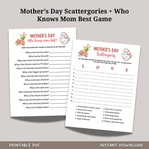 Mother's Day Game Printable, Mothers Day Party Game for Kids and Adults ...