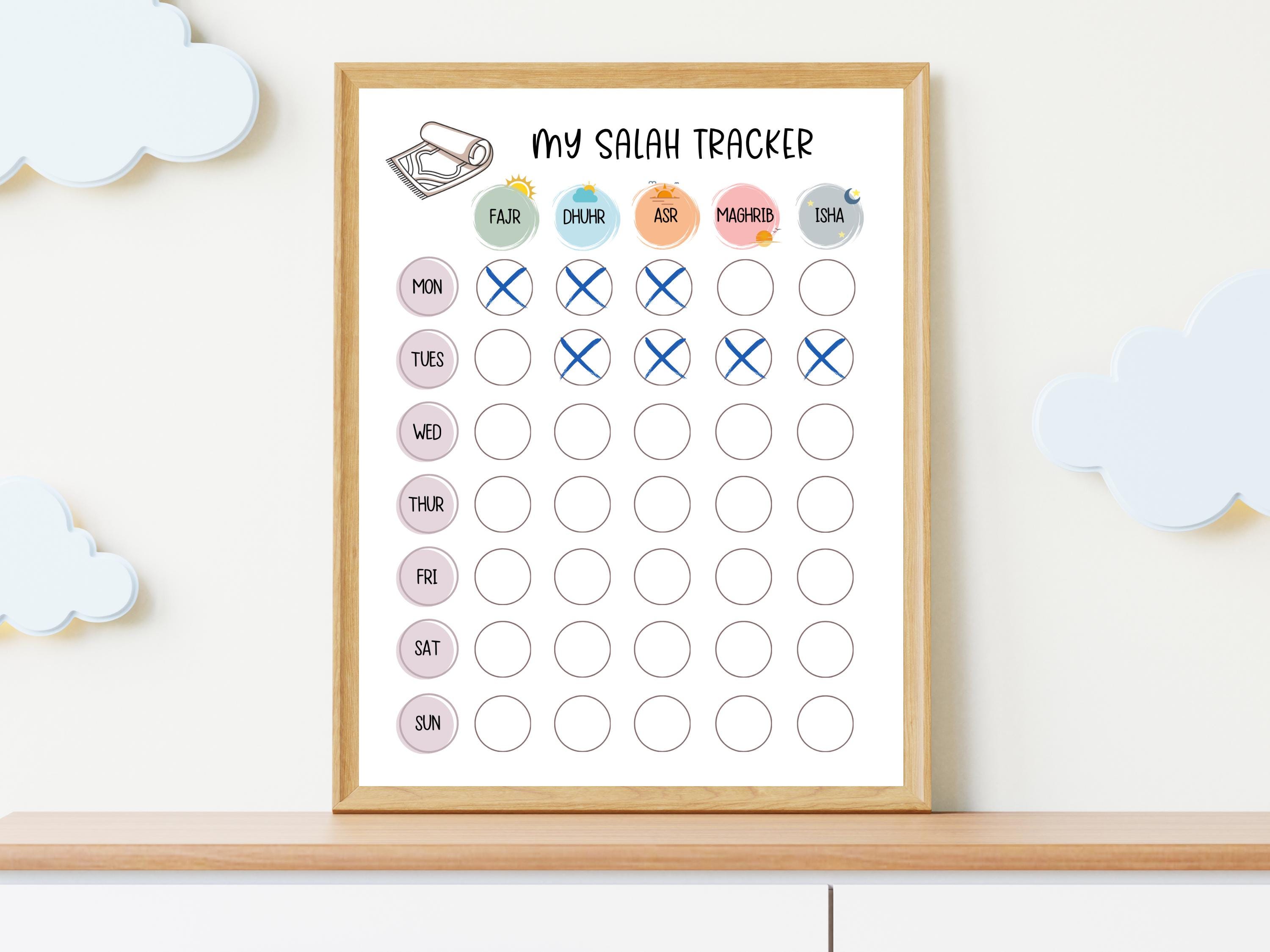 Islamic Salah Weekly Tracker Printable for Kids, Muslim Children Daily ...