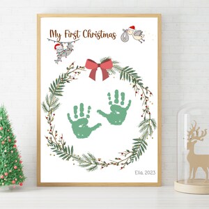 Christmas Handprint Footprint Art & Crafts Printable, DIY Holiday ...