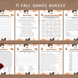 Fall Games Bundle Printable Fun Autumn Games Fall Time - Etsy