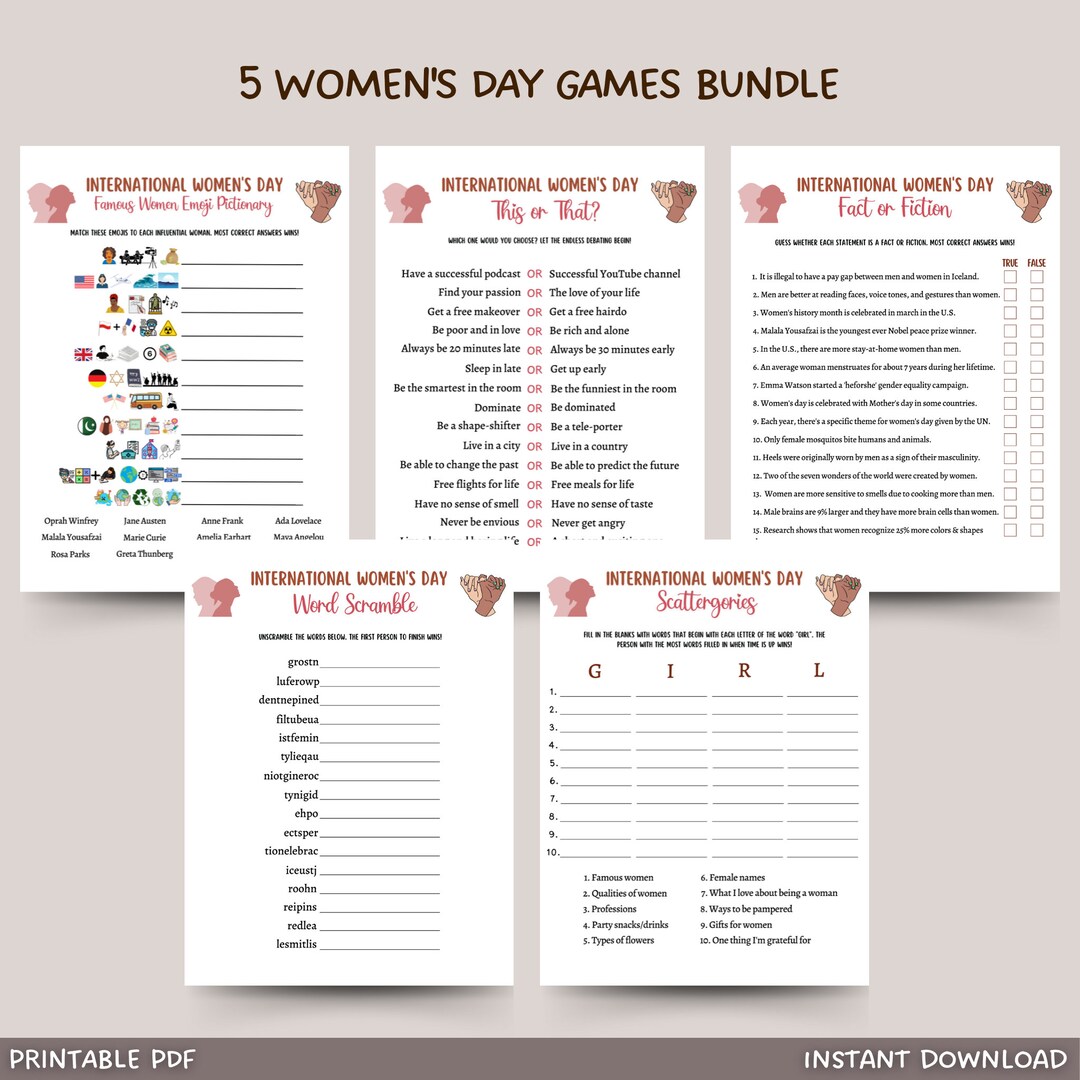 International Womens Day Games Printable, Womens History Month Party ...