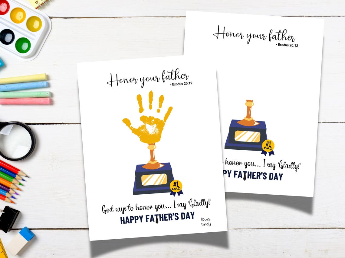 Father's Day Bible Craft Kids Printable, DIY Handprint Religious Art ...