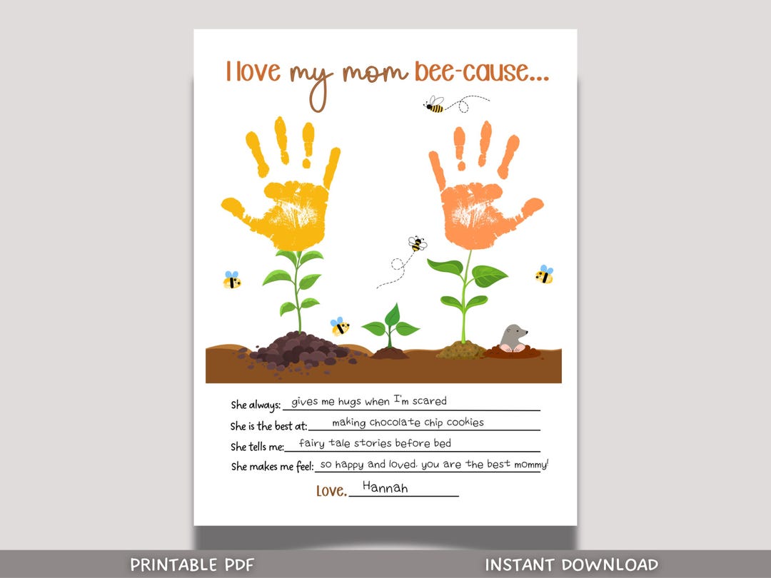 Mothers Day Handprint Craft for Kids Printable DIY Card Art Activity ...