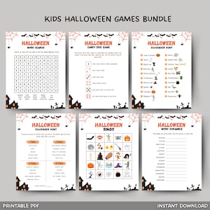 Halloween Games Bundle Kids Printable, Halloween Party Games, Scavenger ...