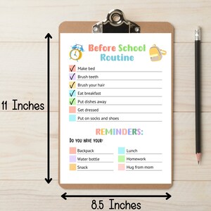 Printable Before School Checklist Morning Reminders for Kids - Etsy