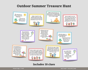 Summer Scavenger Hunt for Kids, Outdoor Summer Treasure Hunt Clues, Fun ...
