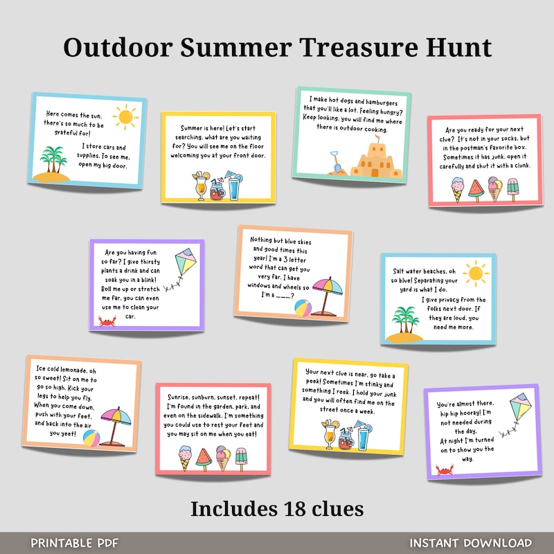 Outdoor Treasure Hunt Clues - Etsy