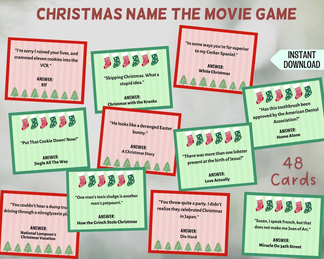 Christmas Name the Movie Game Printable Family Feud Game - Etsy