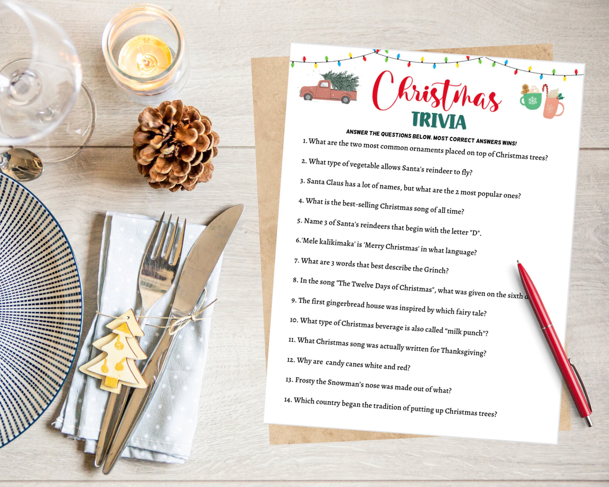 Christmas Trivia Game Printable Fun Holiday Party Game - Etsy