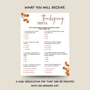 Thanksgiving Trivia Game Printable, Fun Friendsgiving Game, Turkey Day ...