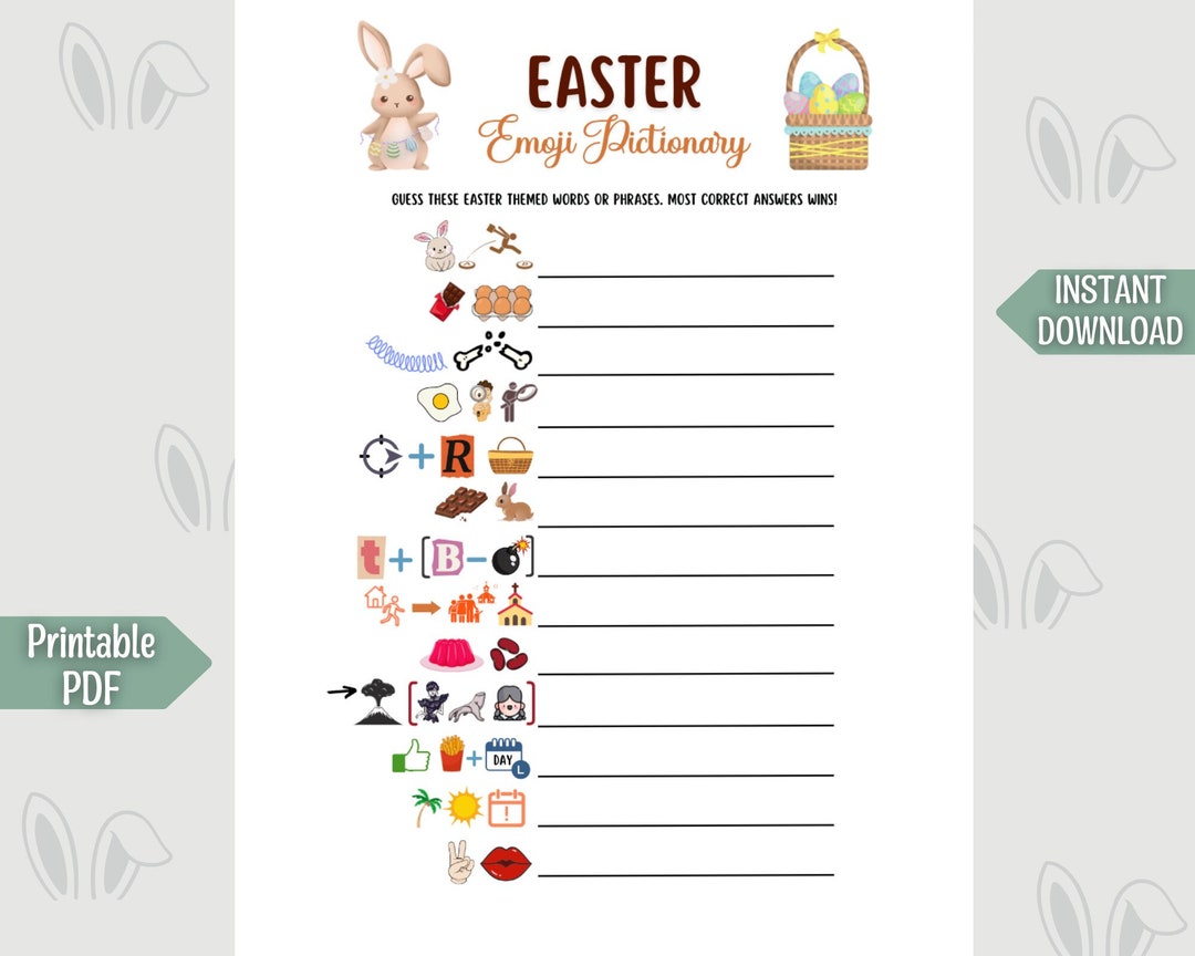 Easter Emoji Pictionary Printable Easter Party Game for Kids - Etsy