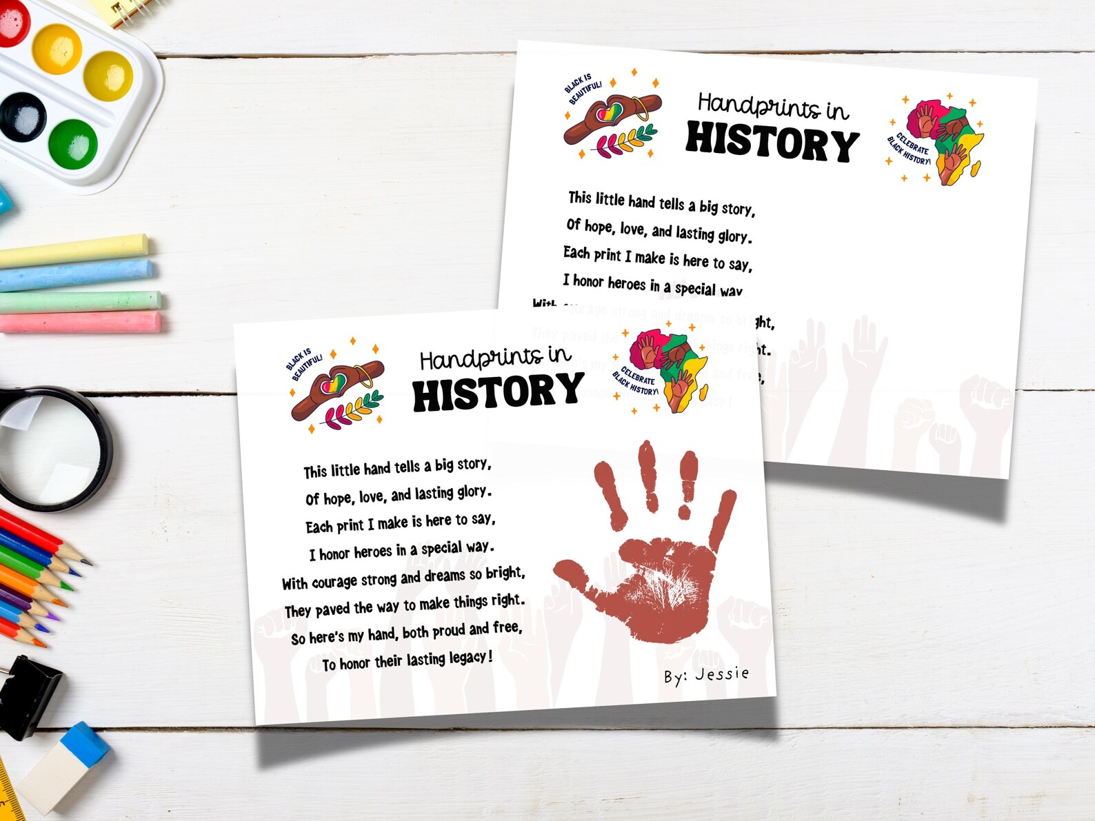 Black History Month Handprint Craft Printable, DIY Poem Art Kids ...