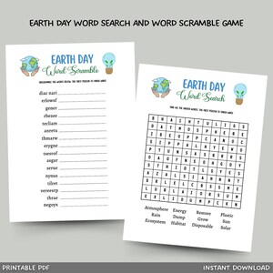 Earth Day Games Printable, Environmental Activity Word Search & Word ...