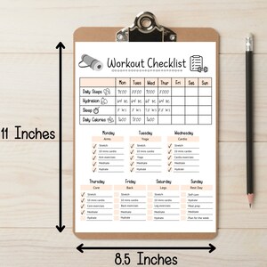 Workout Checklist Editable Daily Workout Routine Chart - Etsy