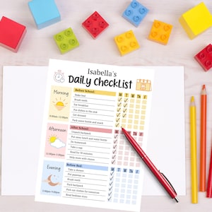Kids Daily School Checklist Schedule Printable Editable Chore - Etsy