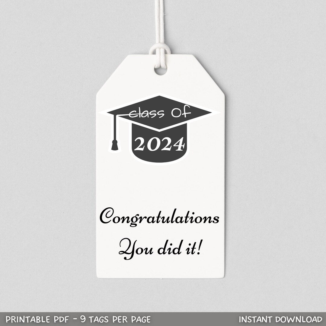Graduation Gift Tags Printable, Class of 2024 Grad Tags, Congrats Grad ...