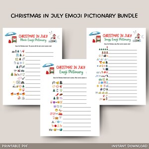 Christmas in July Emoji Pictionary Games Bundle Printable, Summer ...