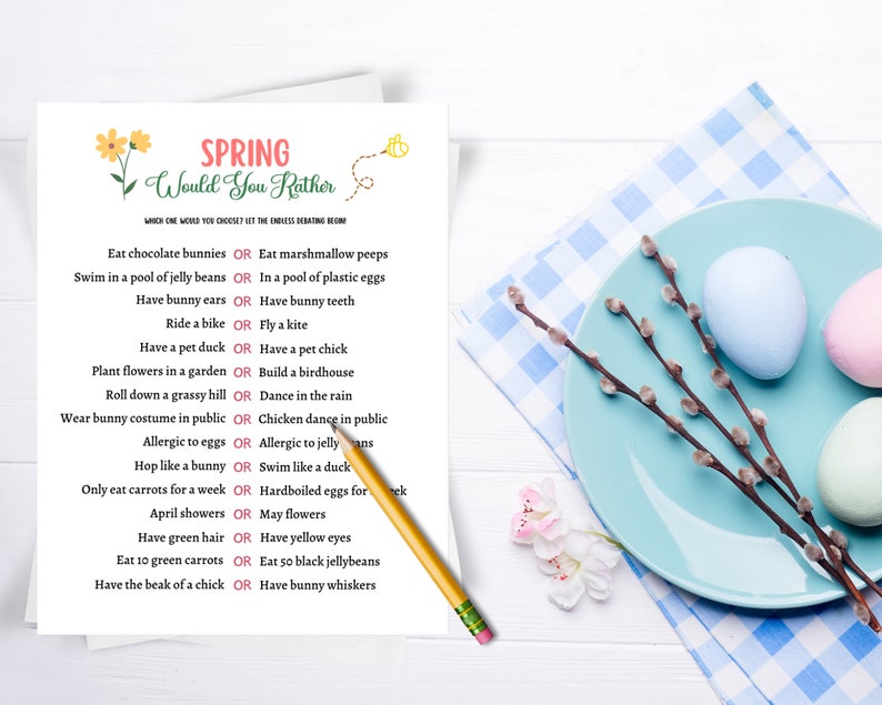 Spring Would You Rather Game Printable Spring Activity Adults - Etsy