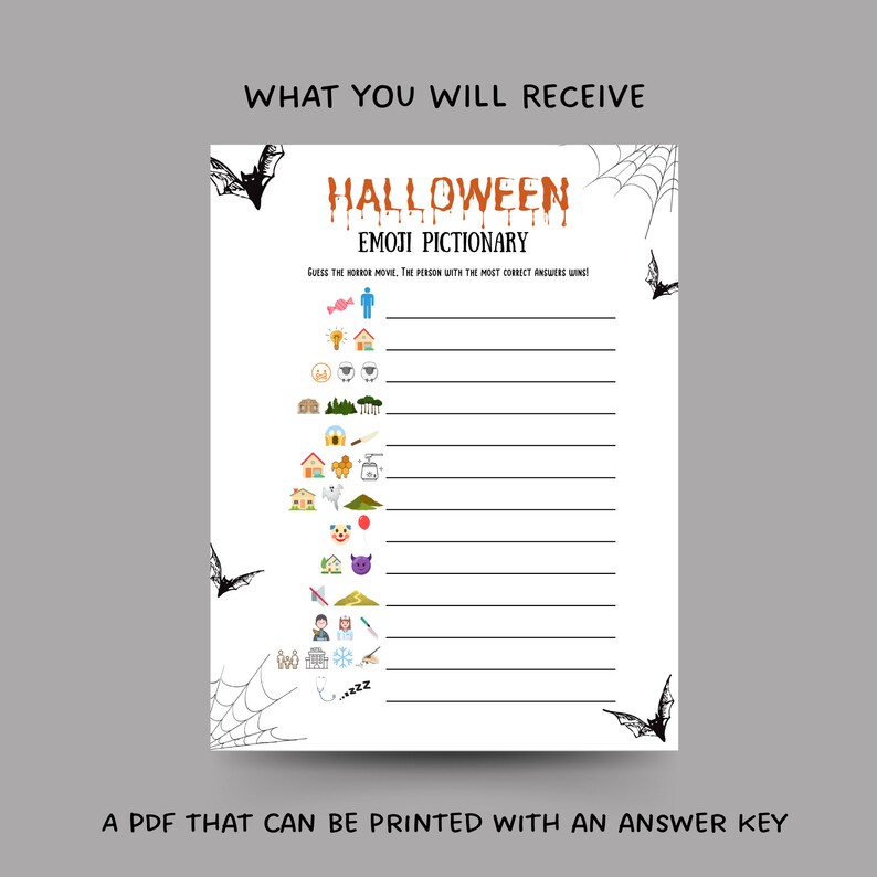 Halloween Emoji Game Printable, Emoji Pictionary Party Game for Adults ...