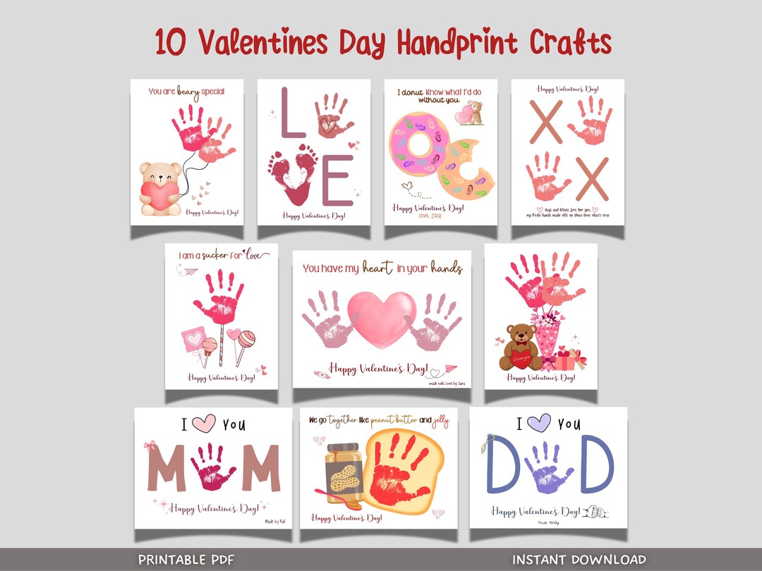 Valentines Day Handprint Craft Printable Holiday Art for Kids Baby ...