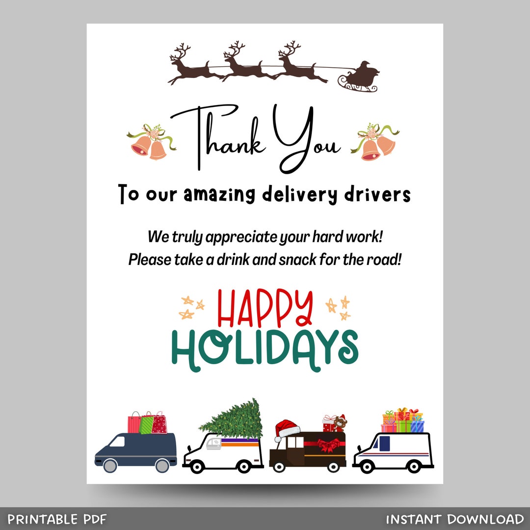 Delivery Driver Appreciation Sign, Delivery Driver Thank You Snack ...