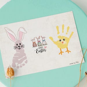 Bunny Chick Easter Handprint Footprint Craft for Kids Printable, DIY ...