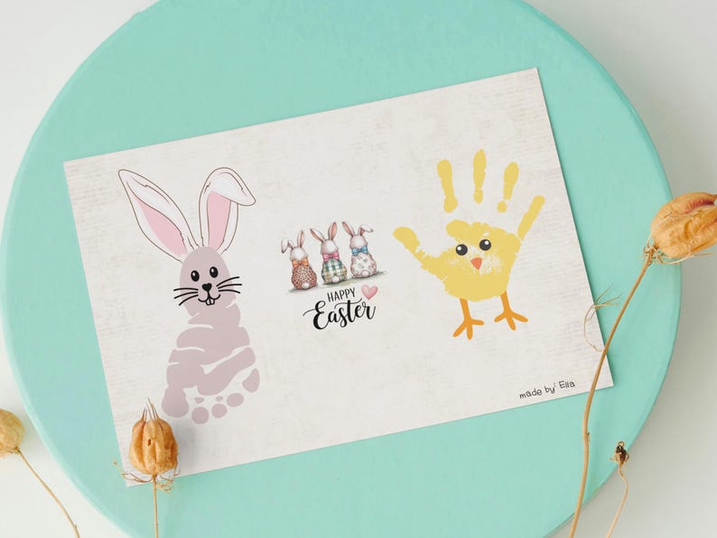 Bunny Chick Easter Handprint Footprint Craft for Kids Printable, DIY ...