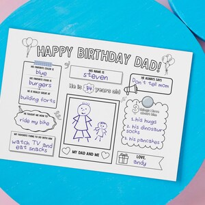 Happy Birthday Dad Coloring Page Printable, DIY Personalized Gift From ...