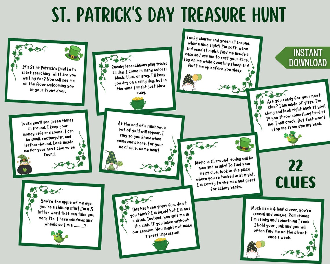 St Patricks Day Scavenger Hunt Printable St. Patrick's - Etsy