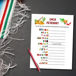 Cinco De Mayo Emoji Pictionary Game Printable, Fun Mexican Party Game ...
