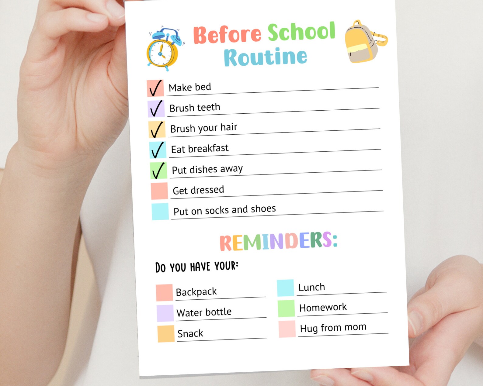 Printable Before School Checklist Morning Reminders for Kids - Etsy