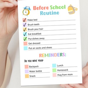 Printable Before School Checklist Morning Reminders for Kids - Etsy