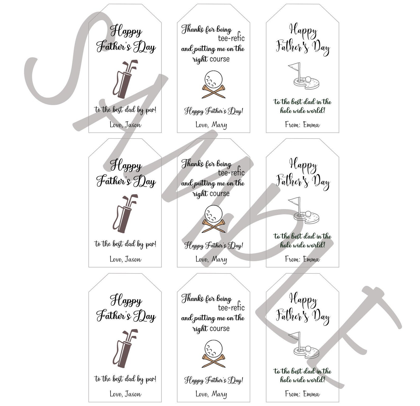 Happy Father's Day Golf Gift Tags Printable Golf Gift - Etsy