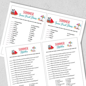 Summer Riddles Game Printable Pool Party Games Summer Camp - Etsy