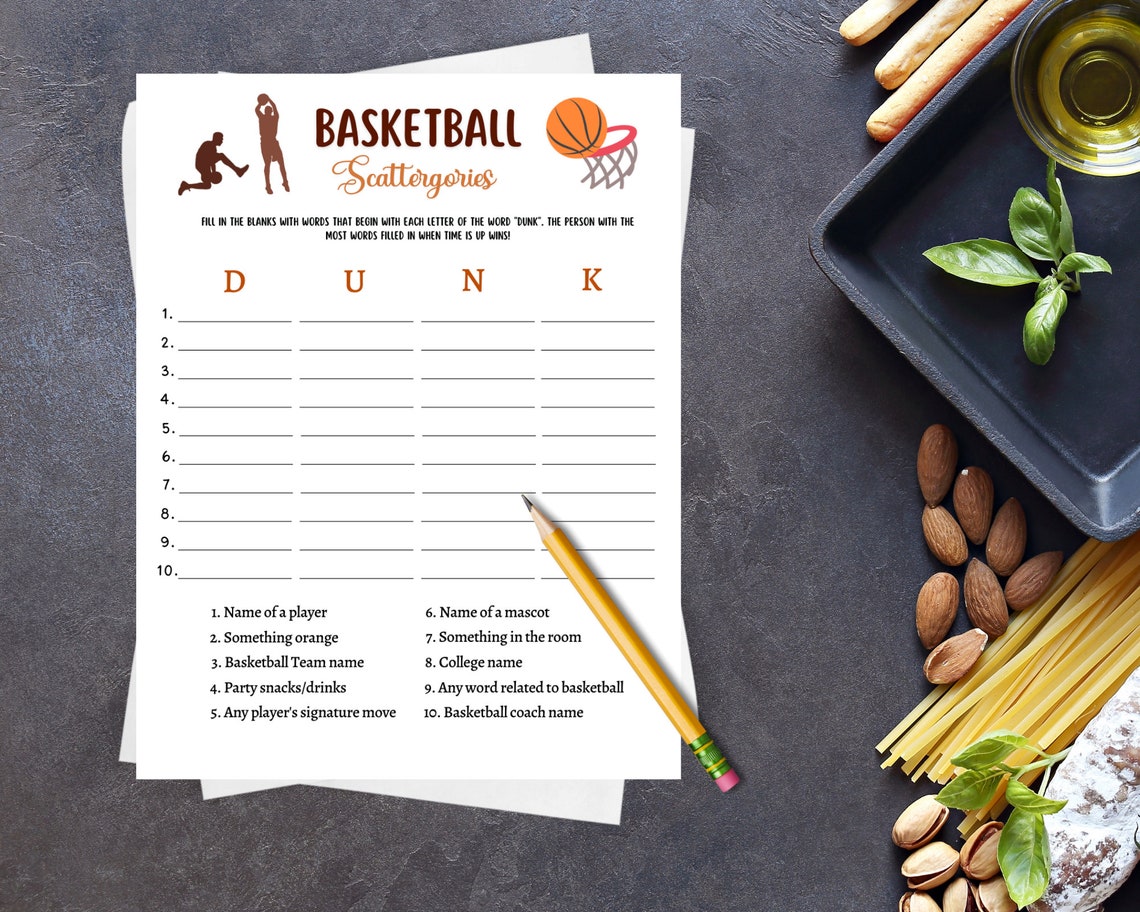 Basketball Scattergories Game Printable Basketball Tailgate - Etsy
