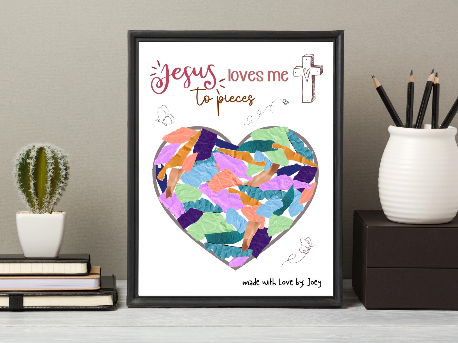 Jesus Loves Me to Pieces Christian Craft Printable, Valentine’s Day Art ...