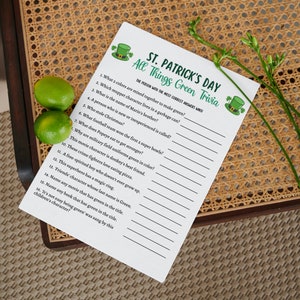 St. Patrick's Day Green Trivia Game Printable, All Things Green ...