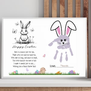 Bunny Happy Easter Poem Handprint Craft for Kids Printable, DIY Spring ...