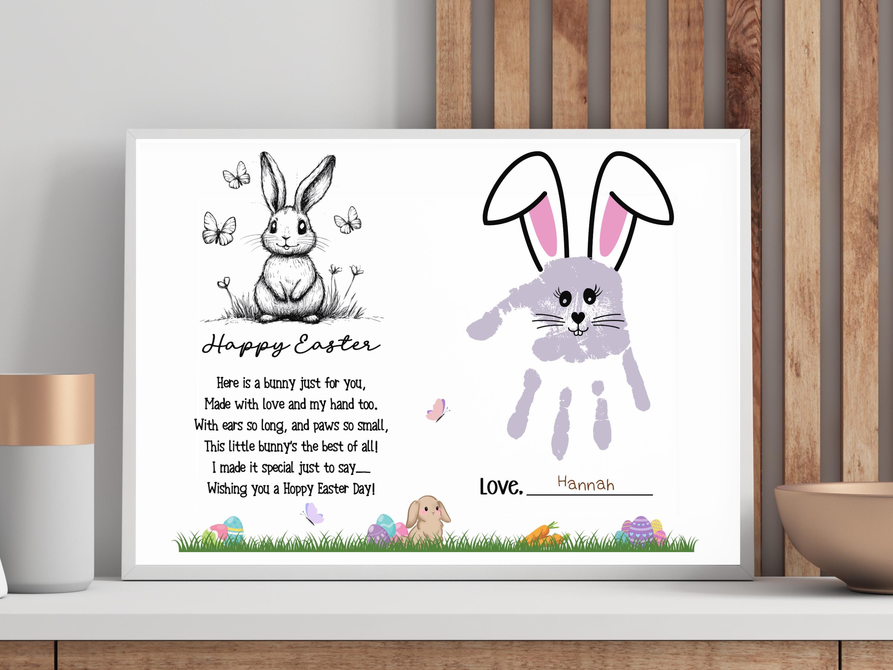 Bunny Happy Easter Poem Handprint Craft for Kids Printable, DIY Spring ...