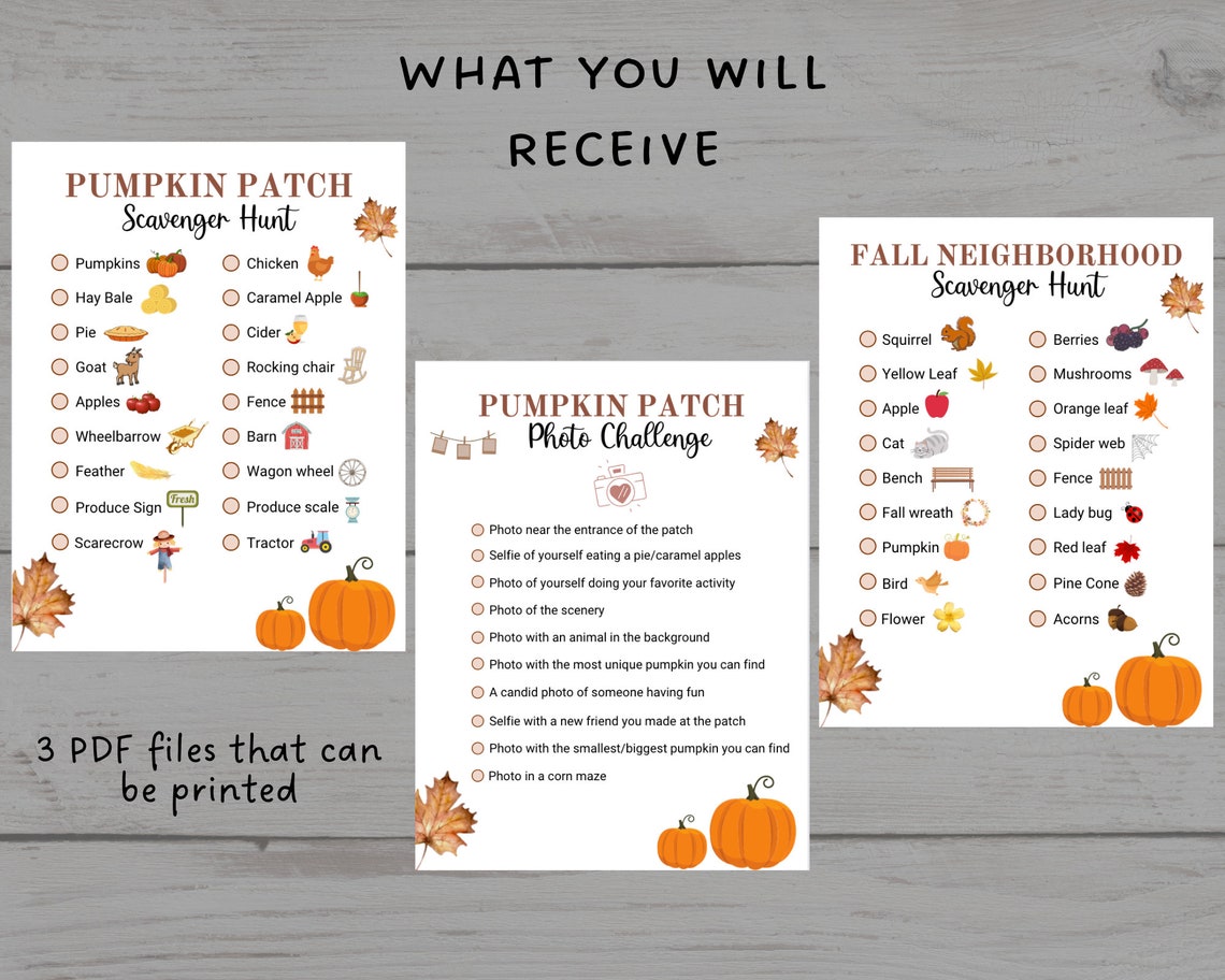 Pumpkin Patch Scavenger Hunt Printable Fall Neighborhood - Etsy