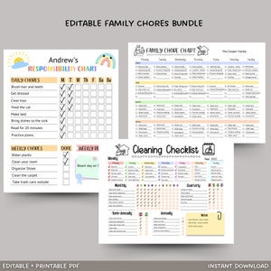 Editable Family Chores Printable, Cleaning Schedule, Digital Planner ...