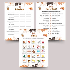 Fall Games Bundle Printable, Fall Time Family Activities, Fall Activity ...