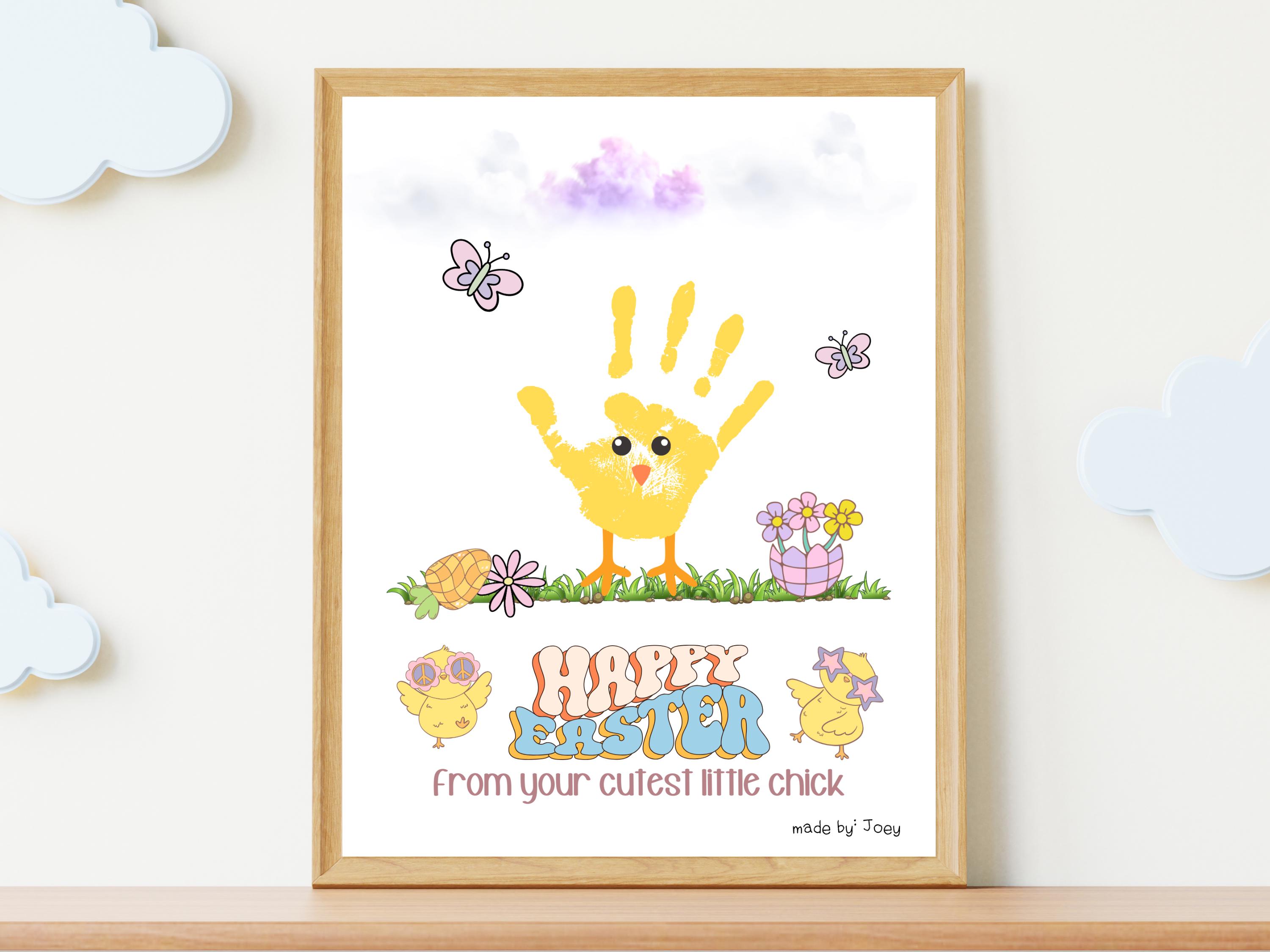 Happy Easter Retro Handprint Craft for Kids Printable, DIY Spring ...