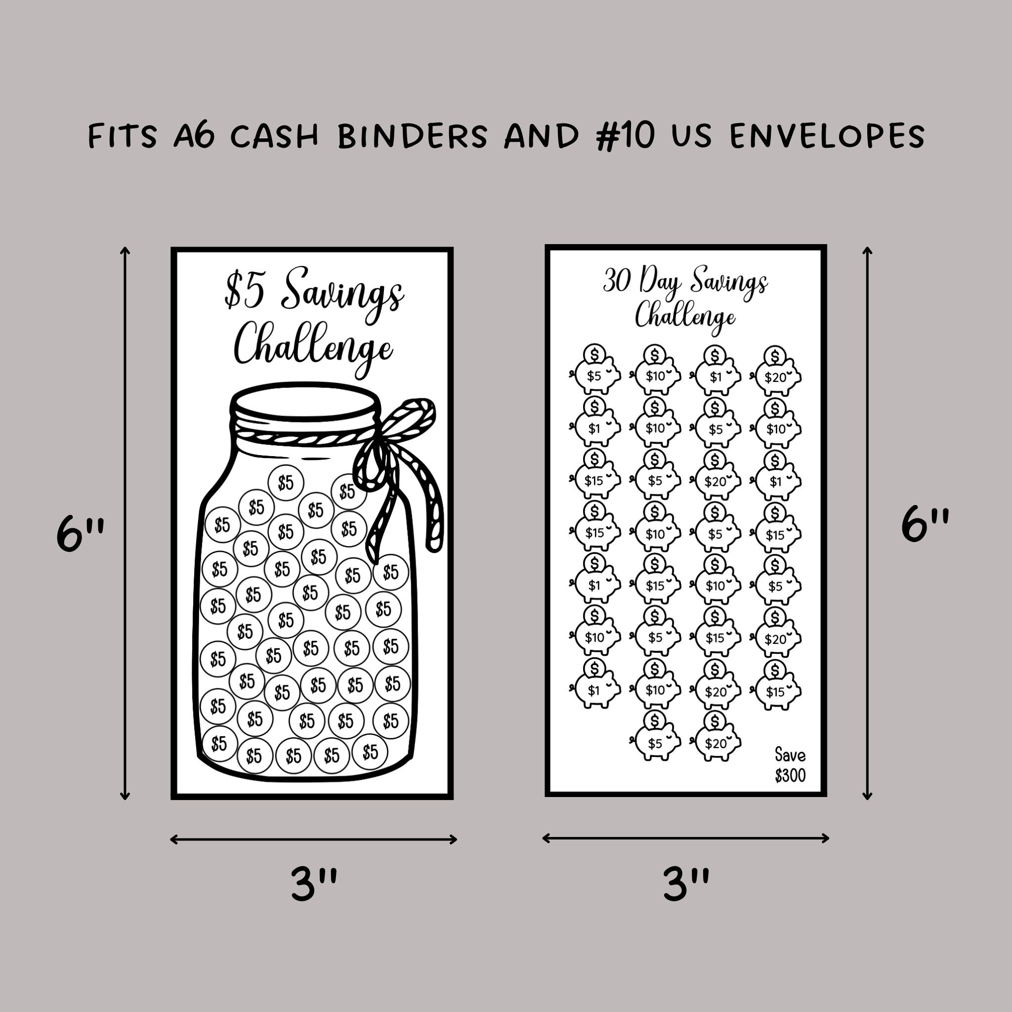 Savings Challenge Bundle Printable, Minimalist Cash Envelope Mini ...