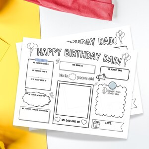 Happy Birthday Dad Coloring Page Printable, DIY Personalized Gift From ...
