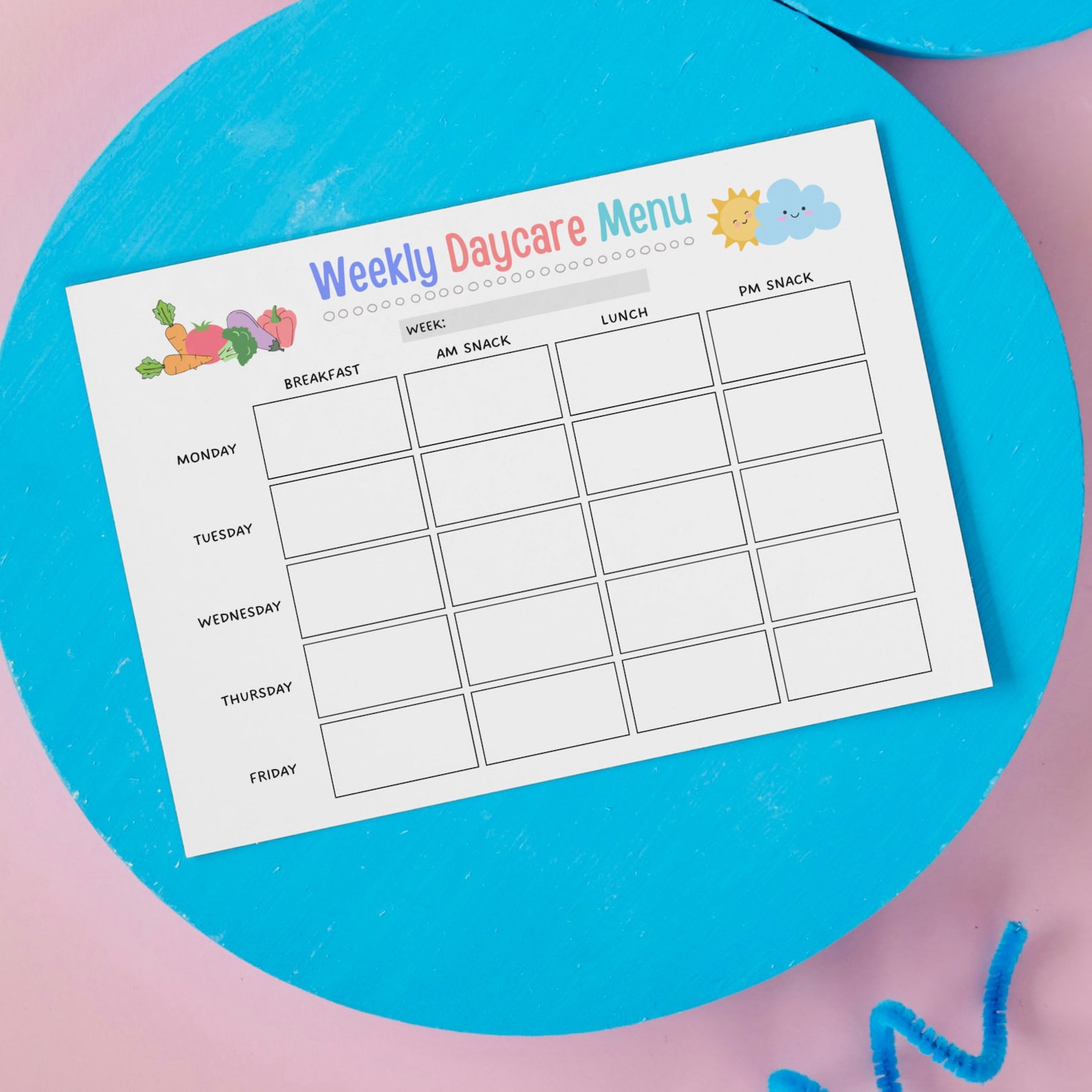 Daycare Weekly Menu Printable, Home Daycare Monthly Meal Planner ...
